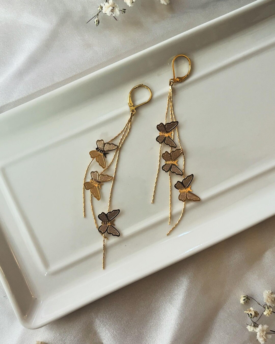 Butterfly Earrings, Butterfly Wings, Gold Statement Dangle Drop ...