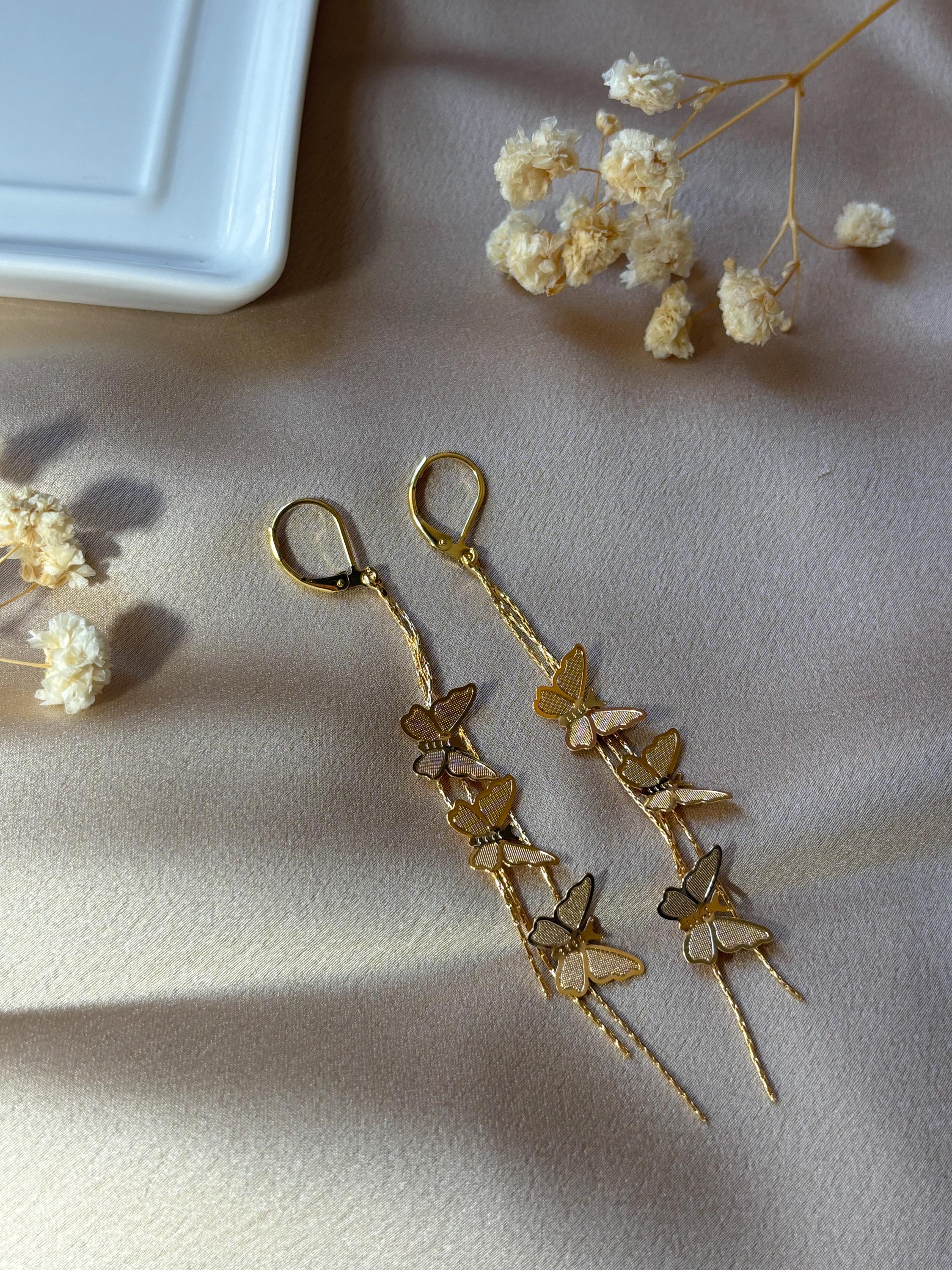 Butterfly Earrings, Butterfly Wings, Gold Statement Dangle Drop ...