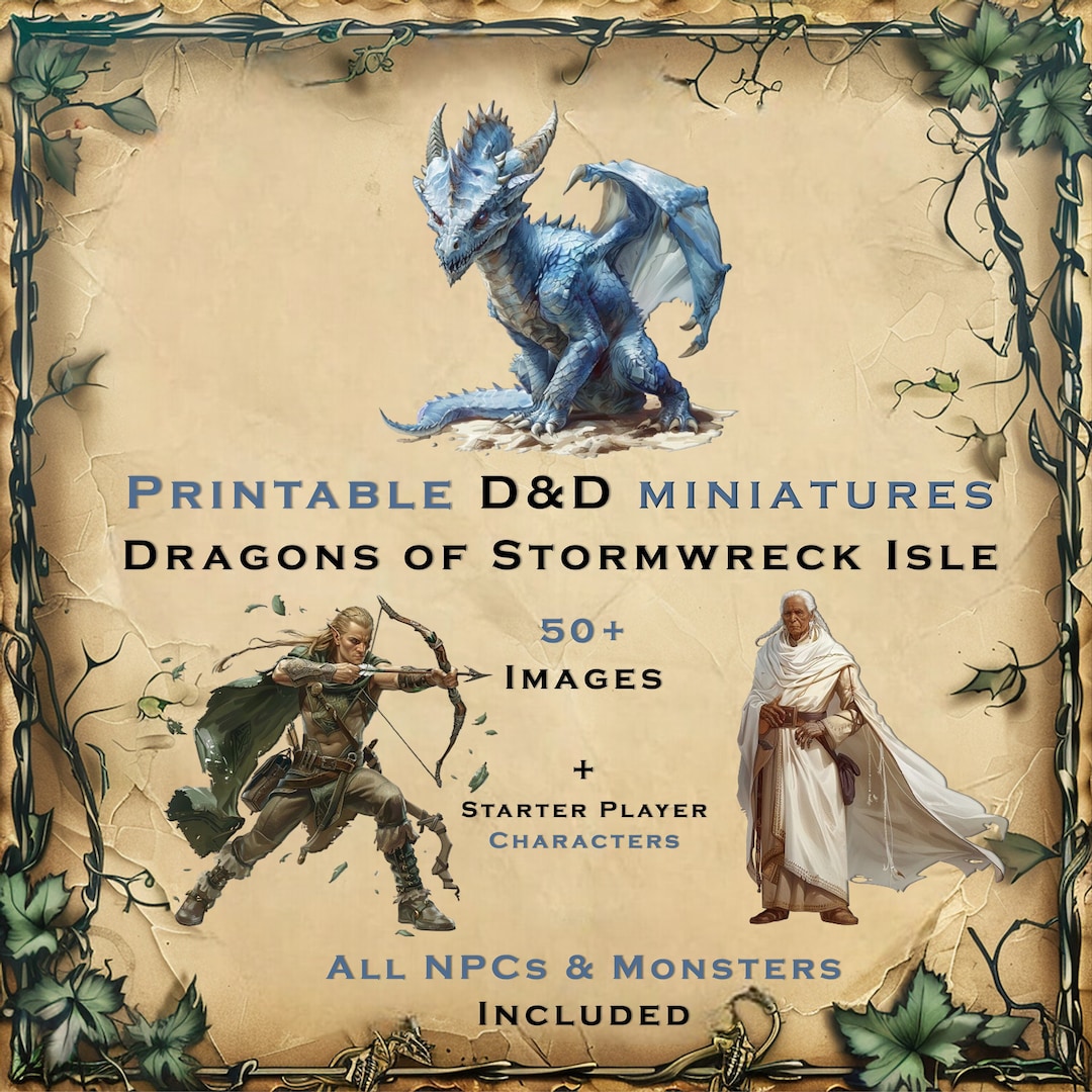 Dragons of Stormwreck Isle D&D Miniatures: Printable Artwork (digital ...