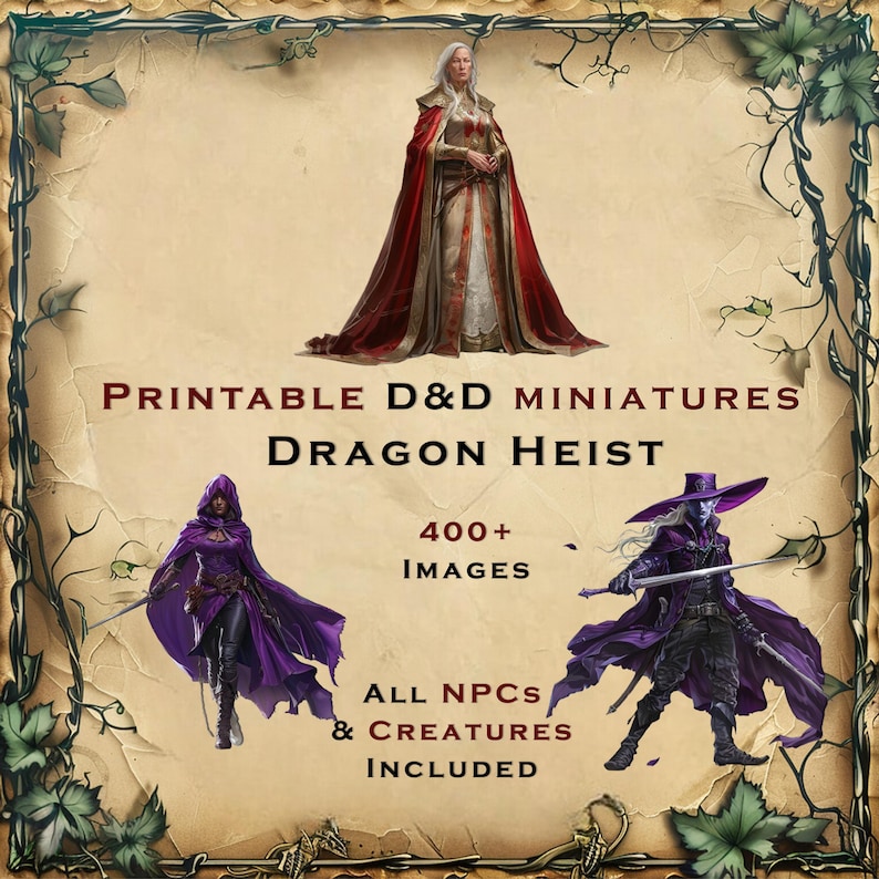 Printable Dungeons and Dragons Miniatures Dragon Heist Full Collection ...