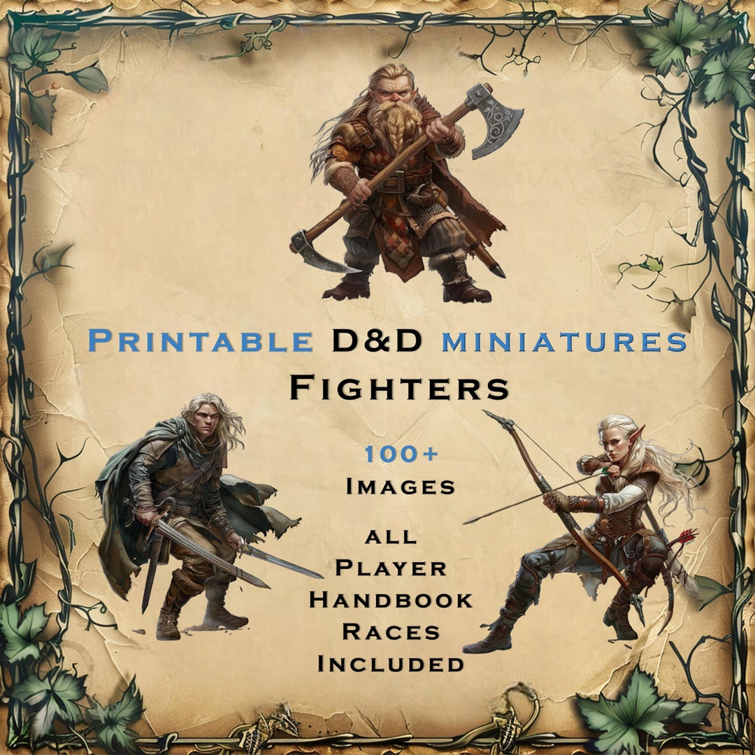 Fighter Class DND Miniatures: Printable Tabletop RPG Artwork (digital ...