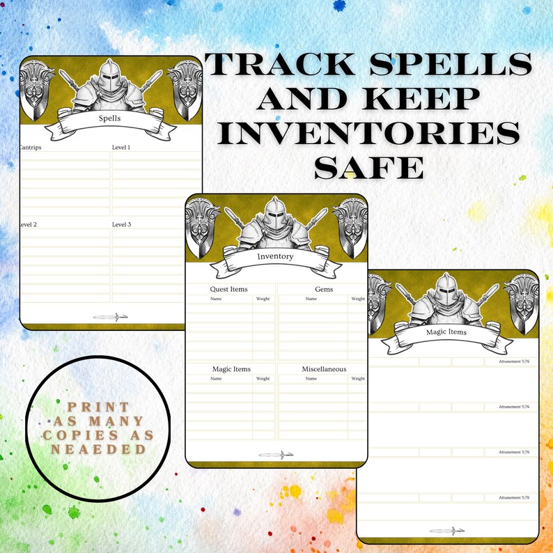 Printable Paladin Dnd Character Journal: 5e Campaign Tracker (A4) (PDF ...