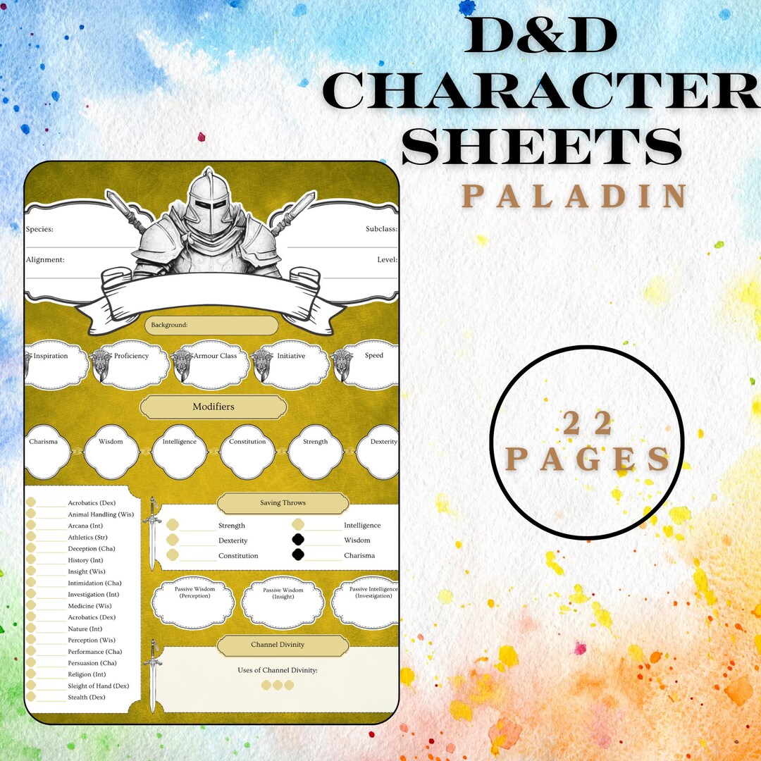 Printable PALADIN Dnd Character Journal, Dnd Character Tracker, A4 ...