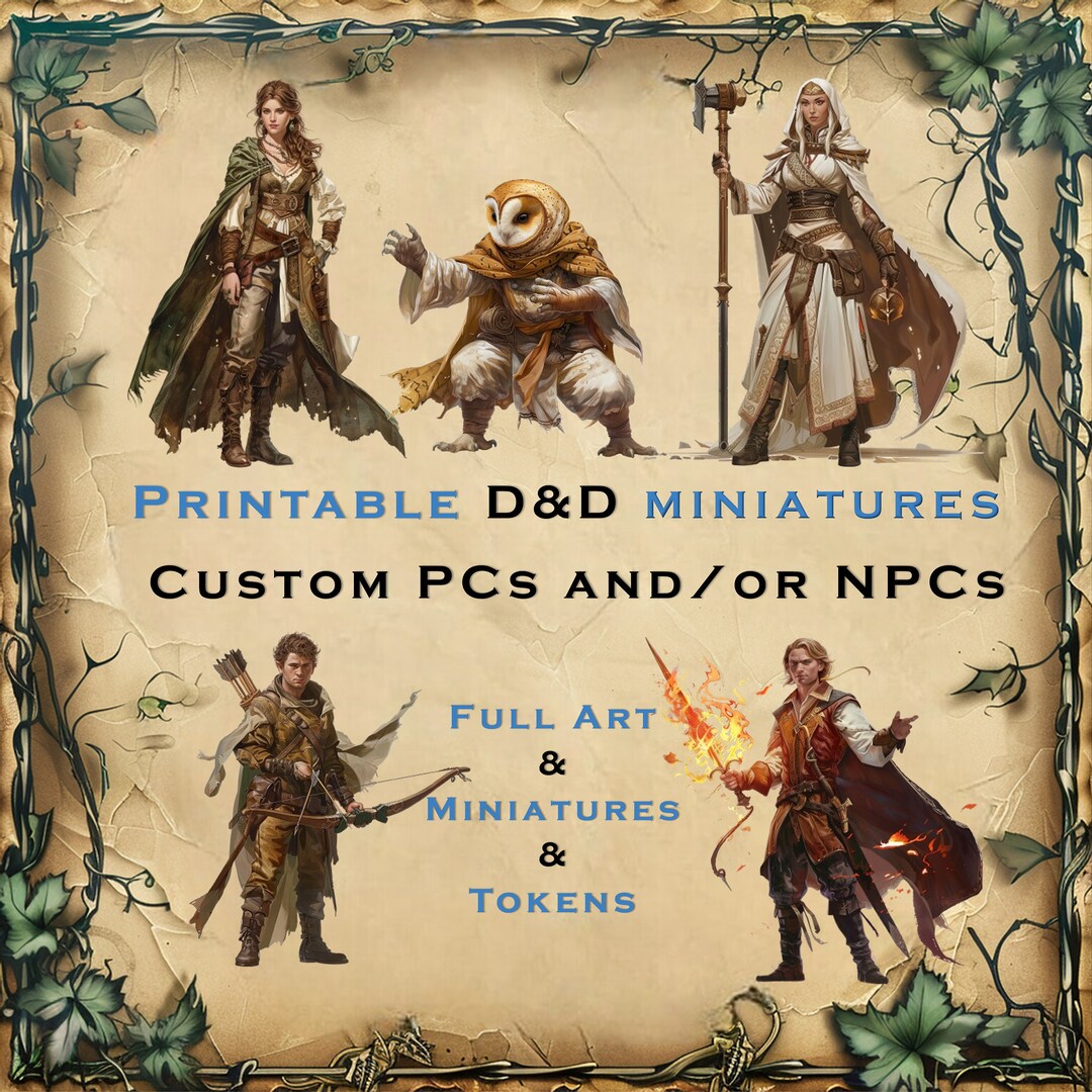 Custom DND MINIATURE COLLECTION Printable Miniatures Dungeons and ...