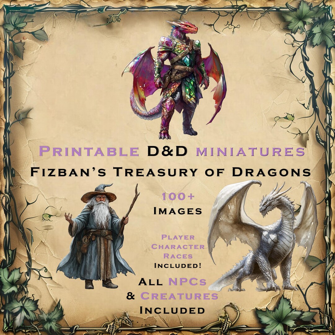 Fizban's Treasury of Dragons DND Miniatures: Printable Tabletop RPG ...