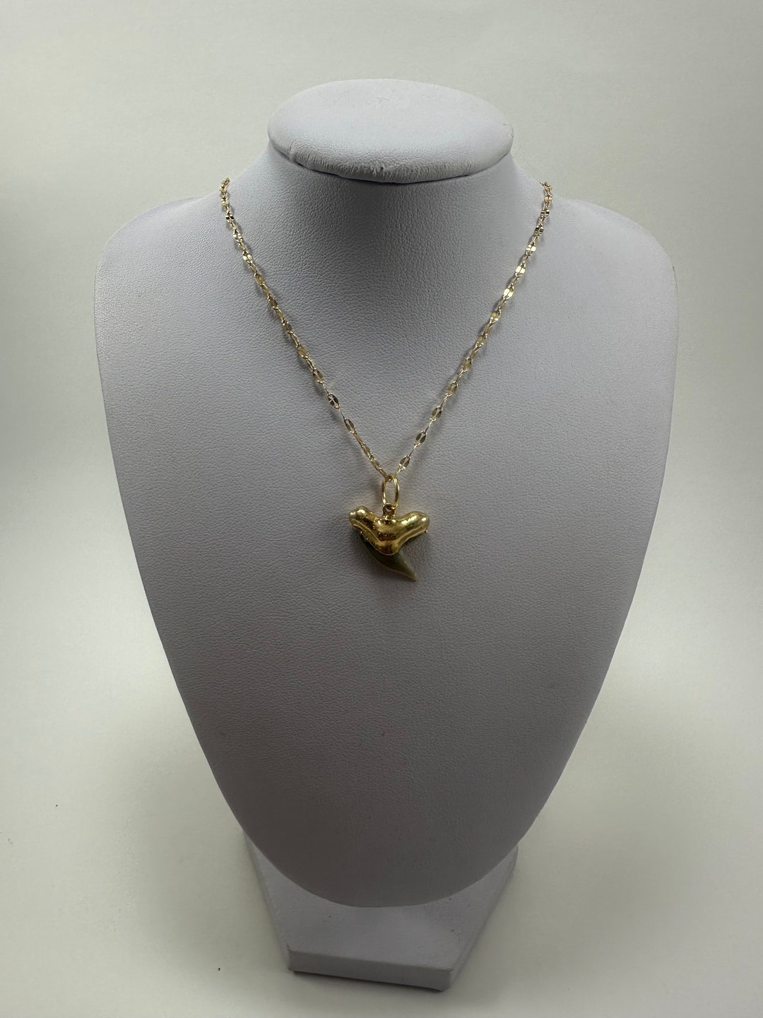 18kt Gold Electroplated Fossil Tiger Shark Tooth W/gold Chain - Etsy