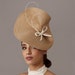 Elegant Woman Wedding Fascinator Hat Beige, Camel Derby Saucer Hat ...