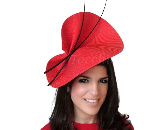 Black and Red Fascinator With Feathers Ladies Ascot Races - Etsy