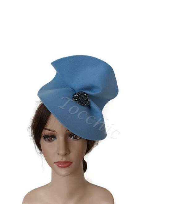 Light Blue Felt Hat Light Blue Races Hat Winter Blue | Etsy