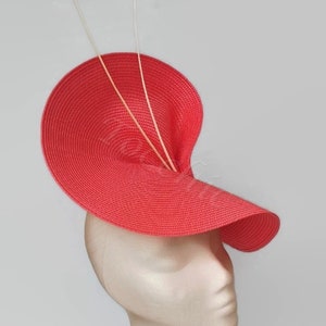 White and Coral woman derby hat Coral Ascot ladies hat | Etsy