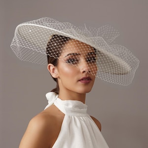 Bride Wedding Hat With Veil White - Kentucky Derby Hat for Women ...