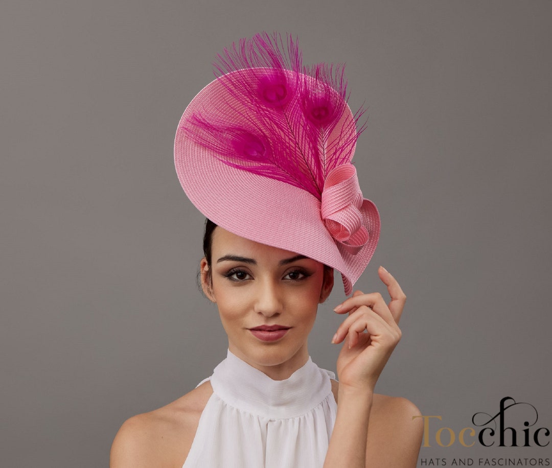 Pink Derby Hats for Women, Pale Pink Fascinator, Fuchsia Ascot Hat, Tea ...