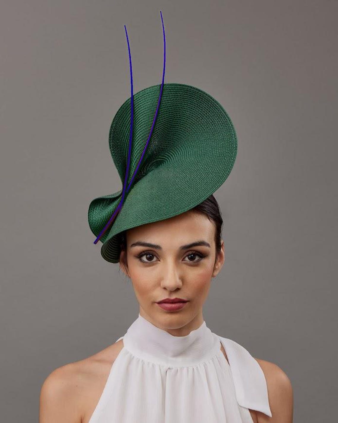 Dark Green and Blue Kentucky Derby Hat - Forest Green Fascinator Hat ...