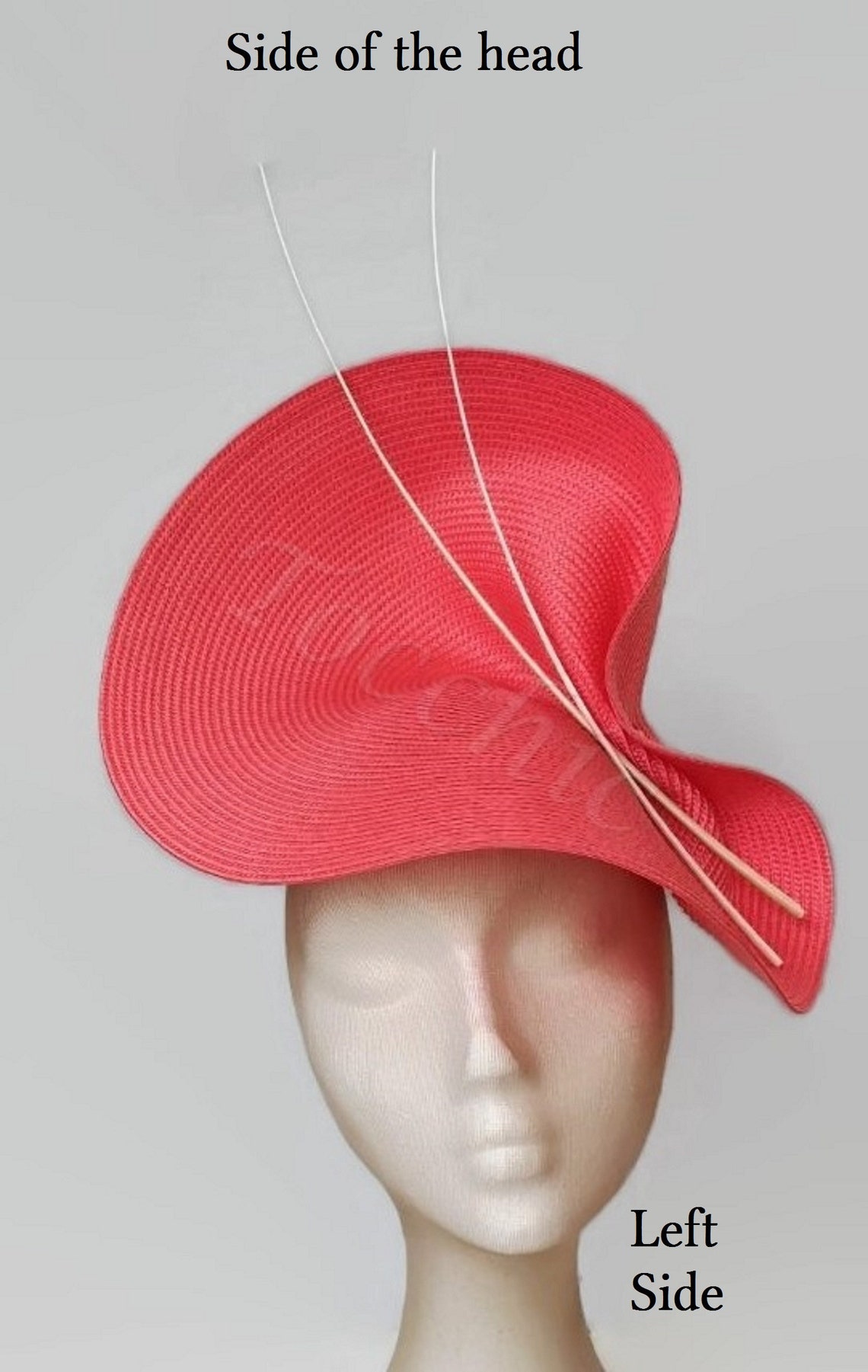 White and Coral Woman Derby Hat Coral Ascot Ladies Hat | Etsy