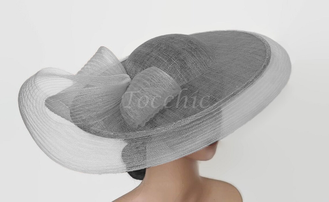 Grey Woman Dressy Hat for Weddings, Elegant Grey Ascot Hat, Kentucky ...
