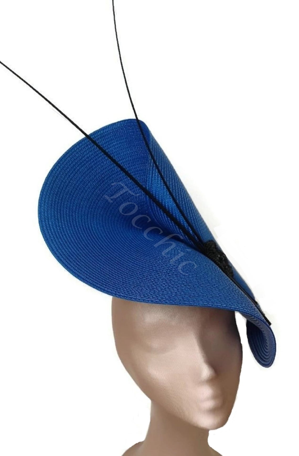 Elegant Royal Blue Hat With Black Feathers Blue Wedding Hat | Etsy