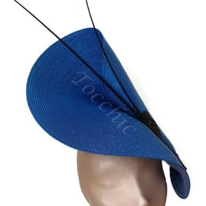 Elegant Royal Blue Hat With Black Feathers, Blue Wedding Hat, Electric ...