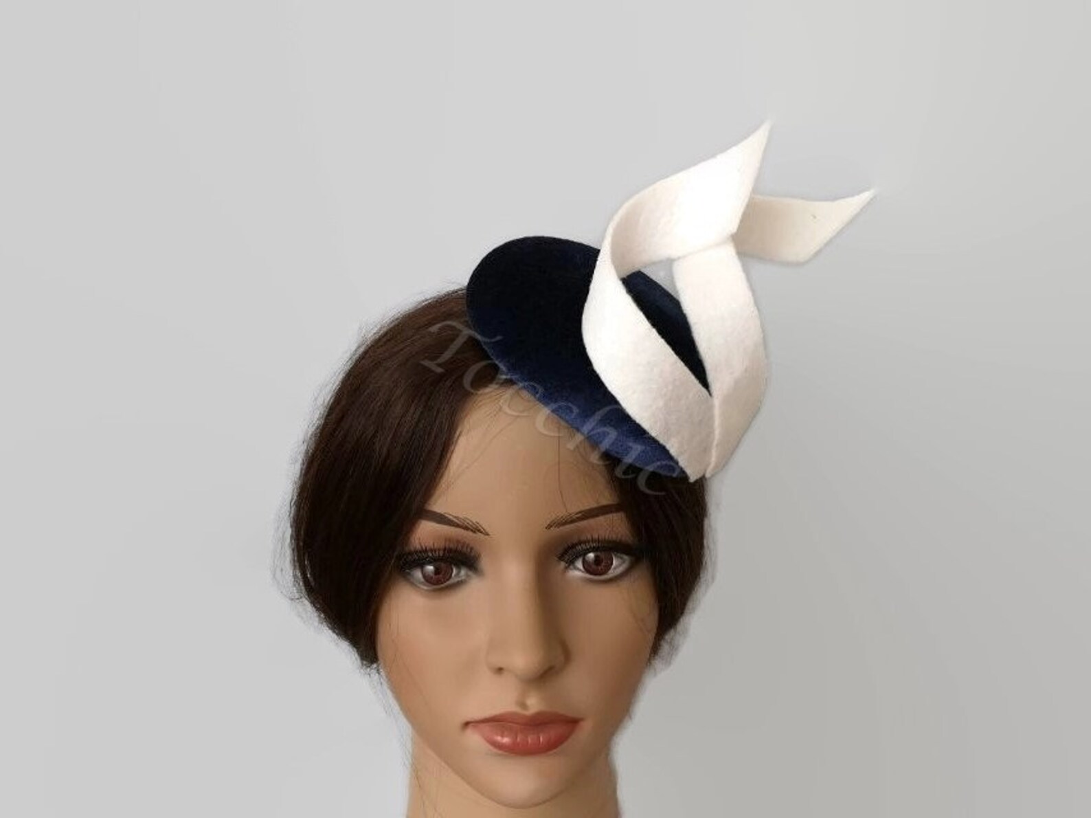 Navy Blue and White Velvet Hat Velvet Percher Hat Navy Blue - Etsy