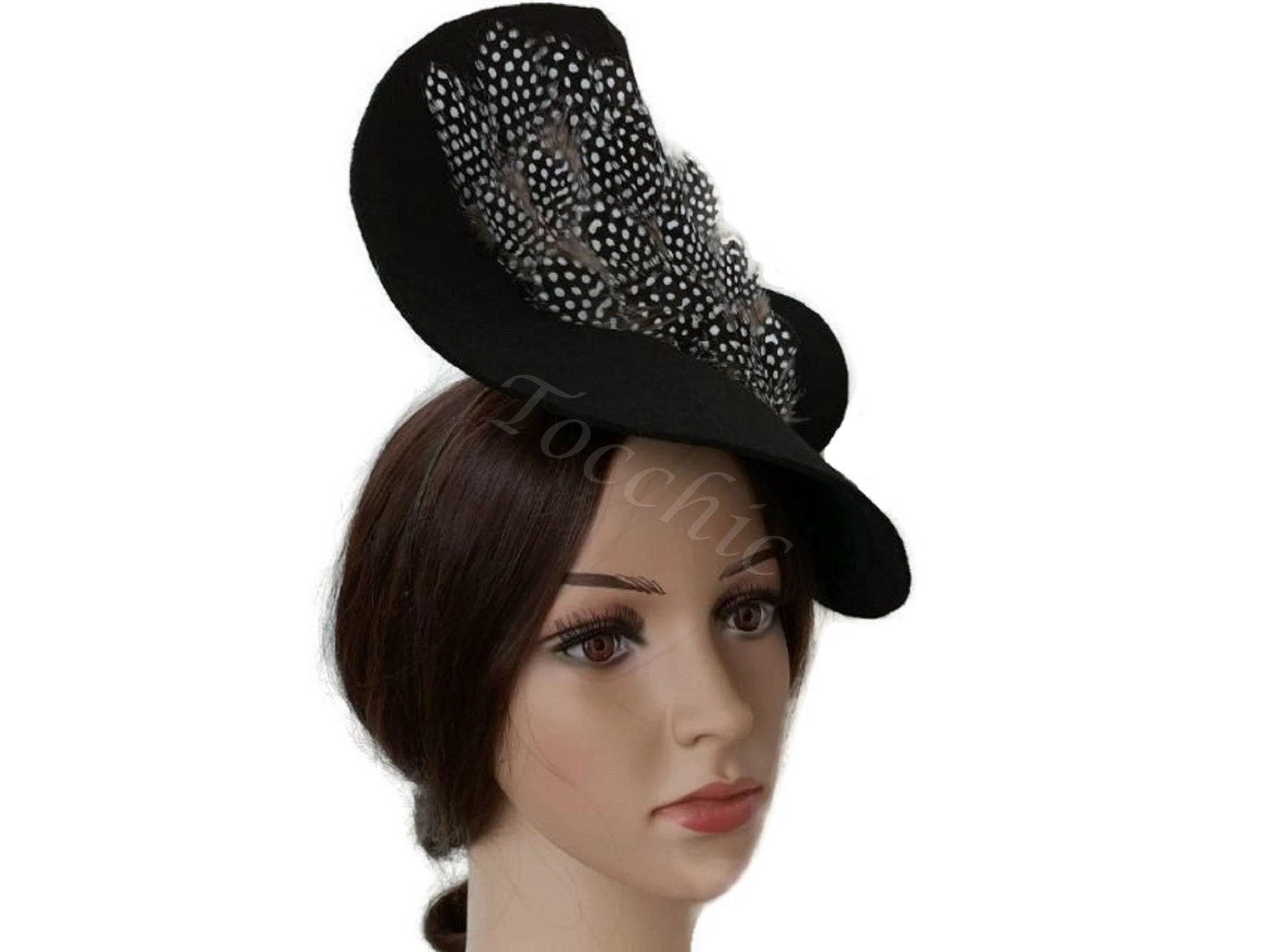 Womens Black Feathers Wedding Hat Black Felt Fascinator - Etsy