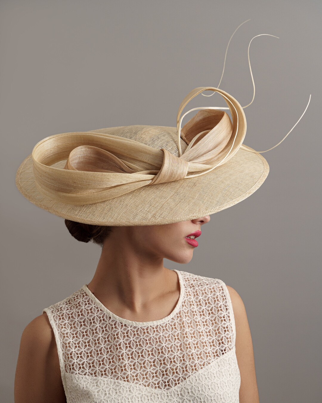 Cream Royal Ascot Hat for Woman, Ladies Day Ascot Races Hat, Kentucky ...