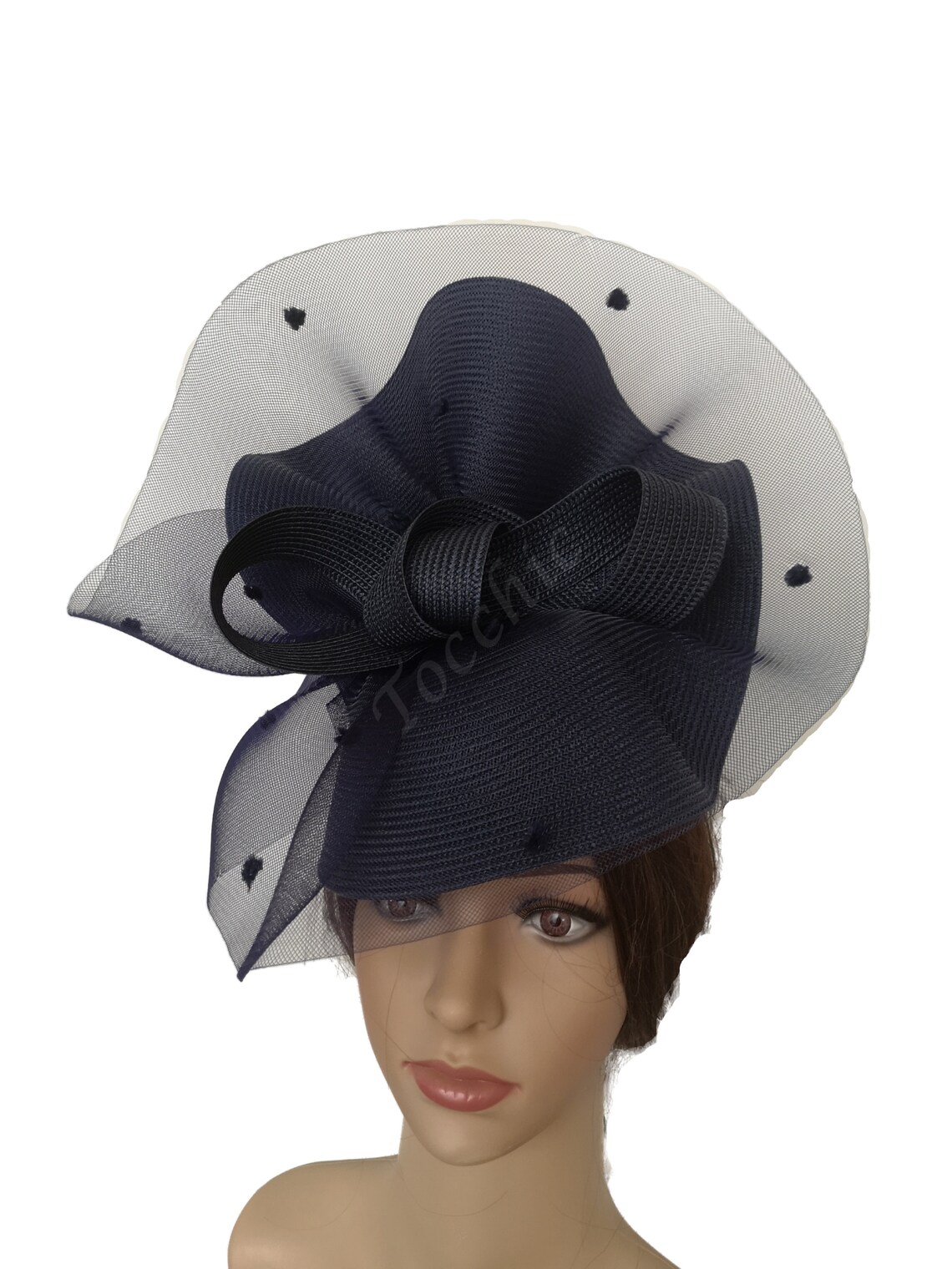 Navy Blue Wedding Hat Women Veil Blue Fascinator Hat Blue | Etsy