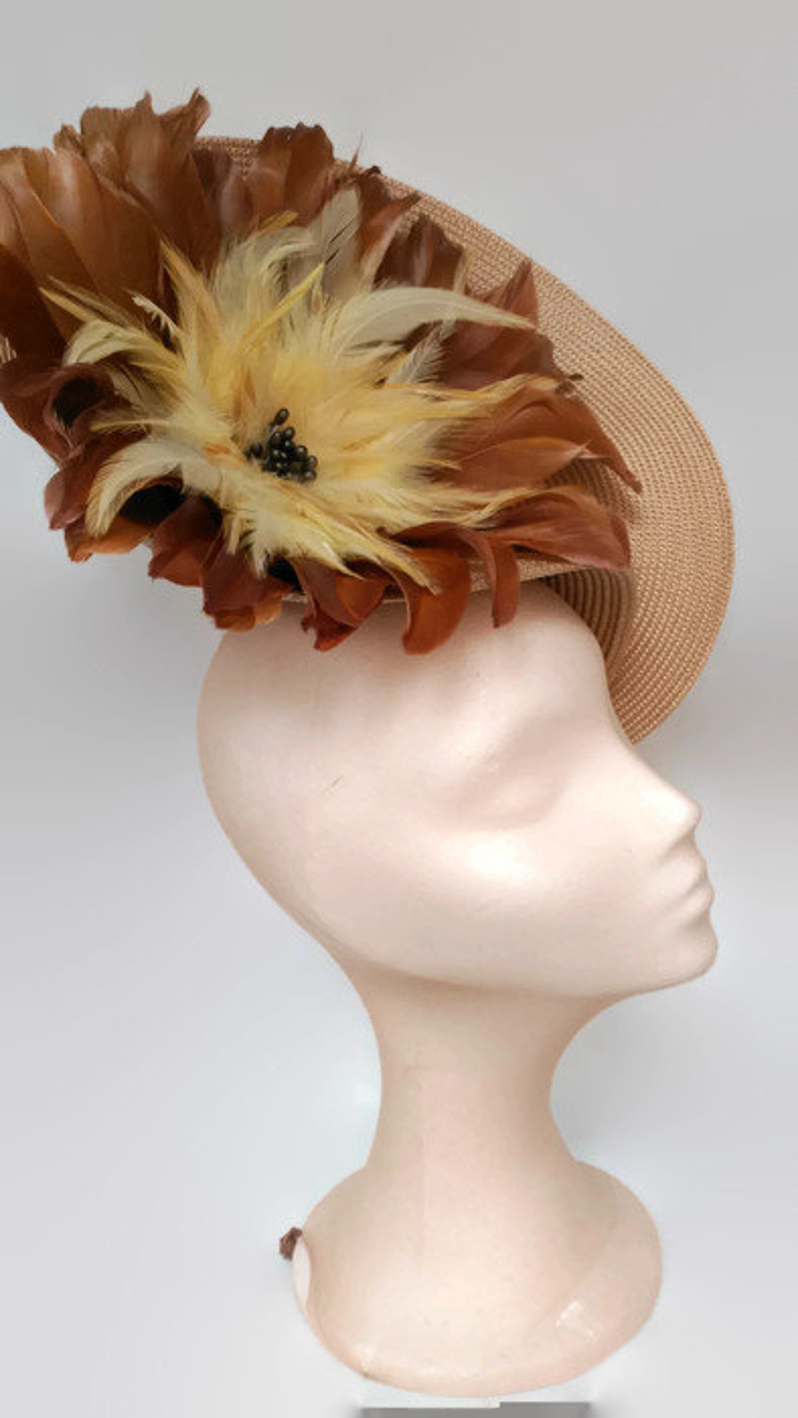 Beige Fascinator Cream Fascinator Feather Fascinator Brown | Etsy