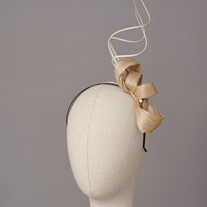 Beige Bow Fascinator With Feathers, Ivory Wedding Headband Fascinator ...