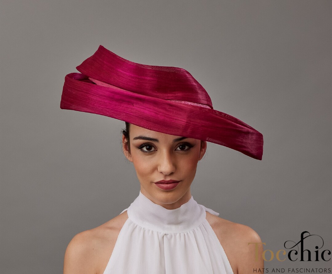 Elegant Pink Kentucky Derby Hat for Woman, Dark Pink Ascot Races Hat ...