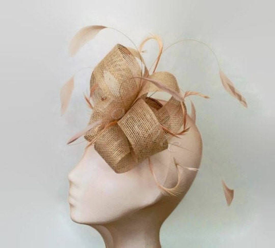 Cream Fascinator With Feathers Beige Fascinator Beige | Etsy