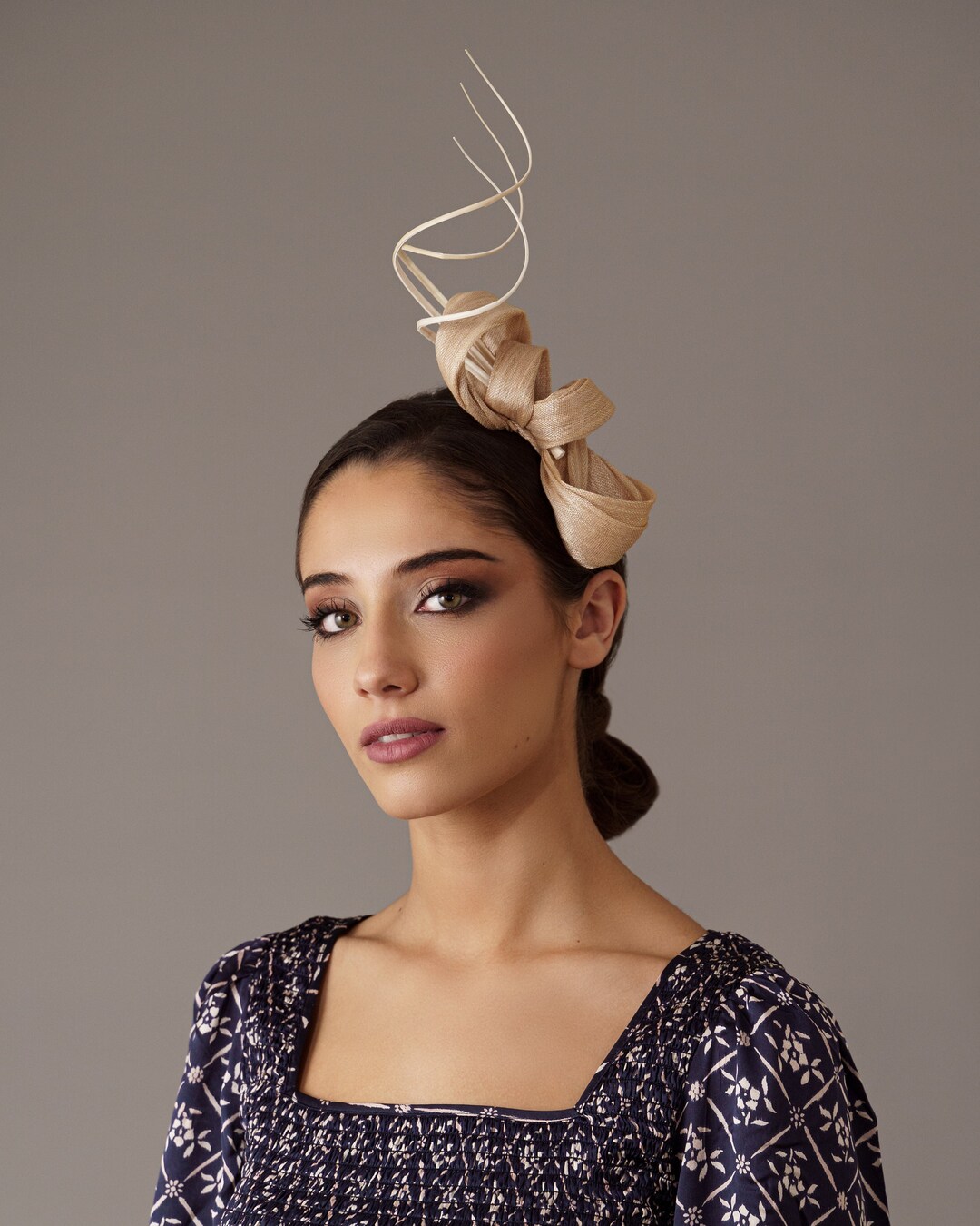 Beige Bow Fascinator With Feathers, Ivory Wedding Headband Fascinator ...