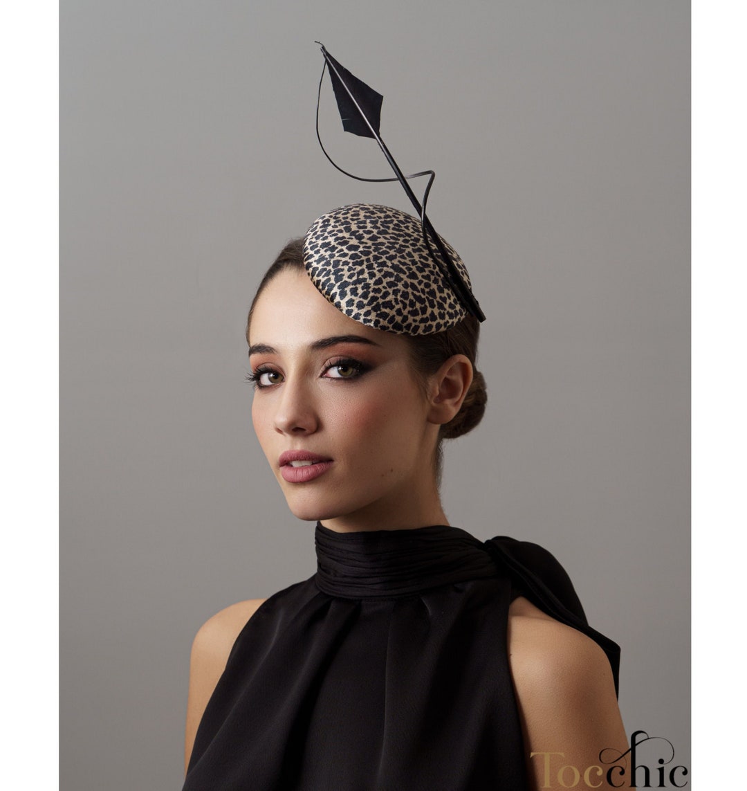 Leopard Fascinator, Animal Print Pillbox Hat, Leopard Cocktail Hat ...