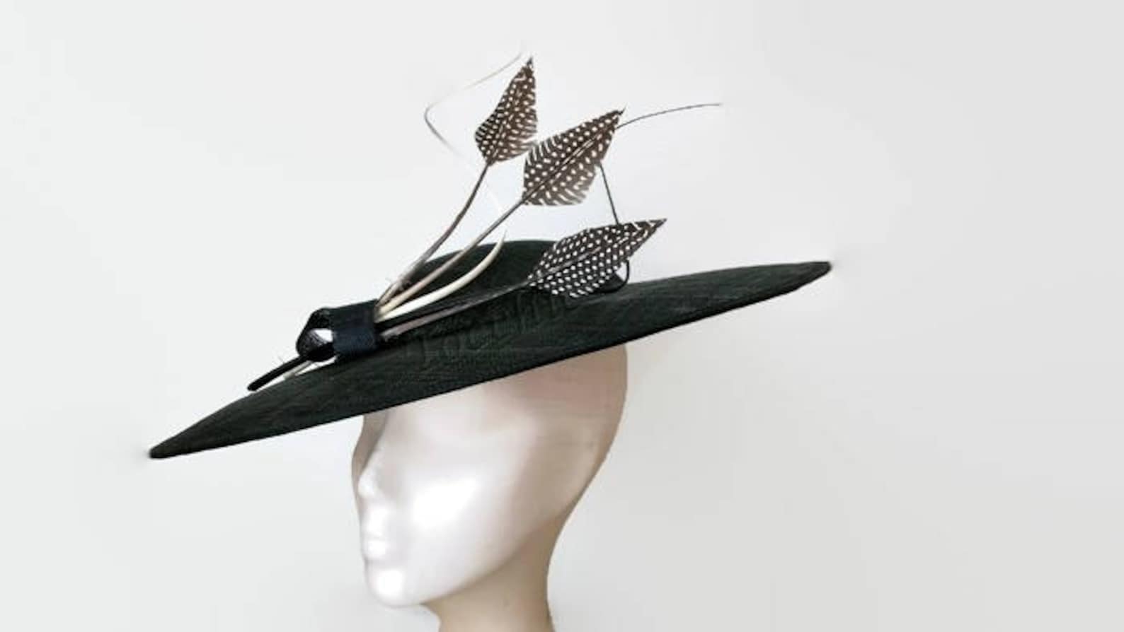 White and black Ascot hat black derby hat black wedding hat | Etsy