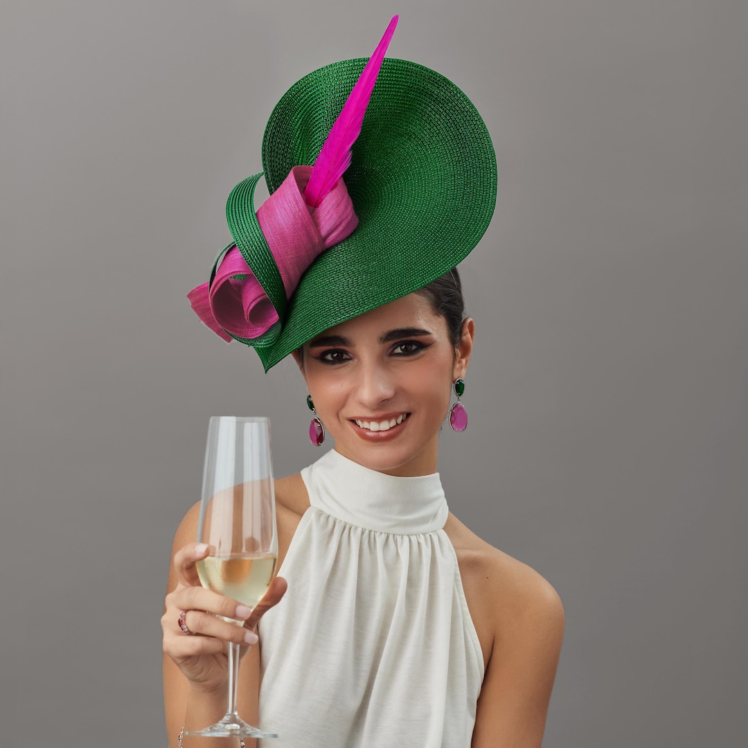 Kentucky Derby Emerald Green and Fuchsia Hat, Woman Royal Ascot ...