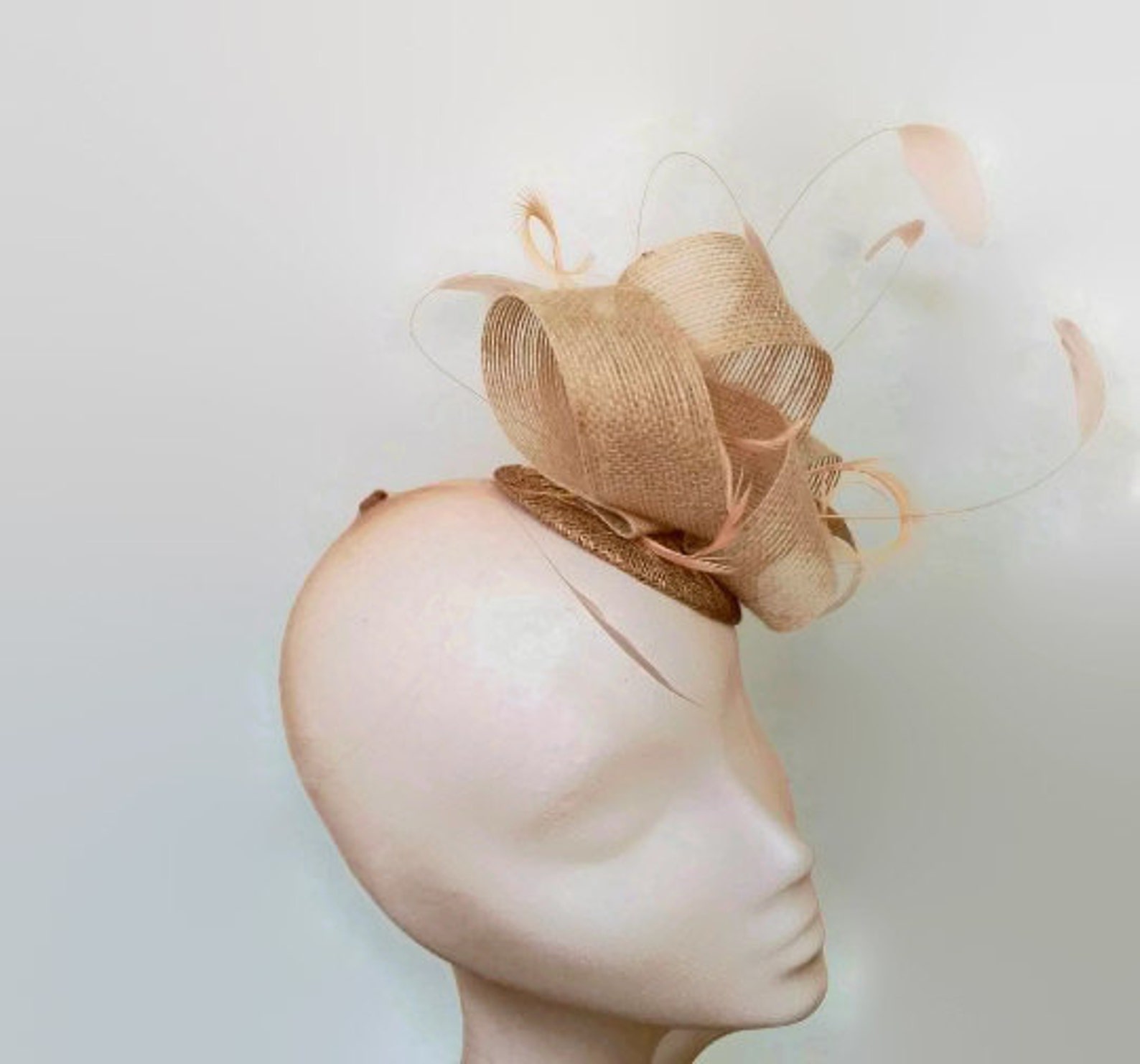 Cream Fascinator With Feathers Beige Fascinator Beige | Etsy