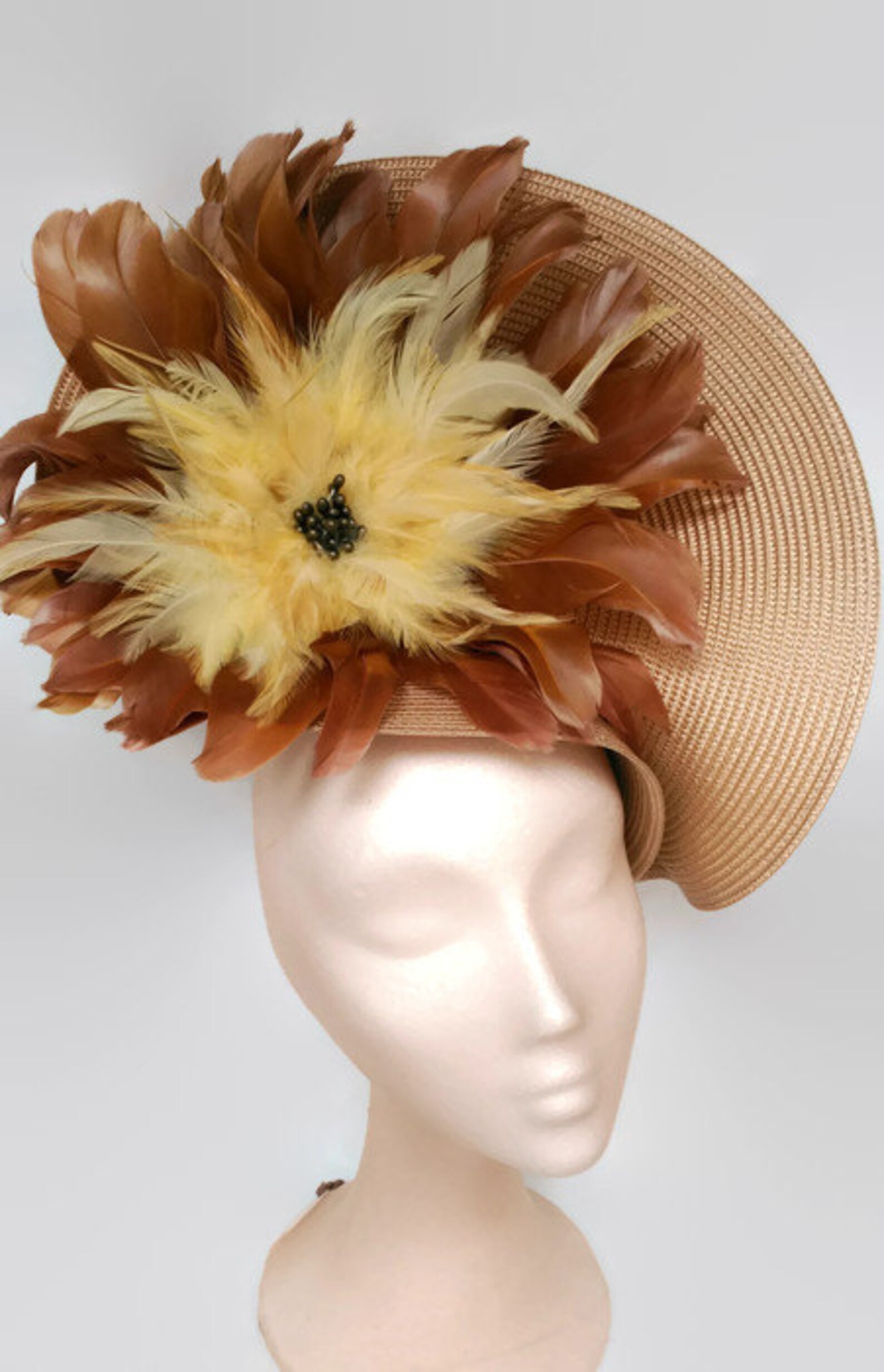 Beige Fascinator Cream Fascinator Feather Fascinator Brown | Etsy