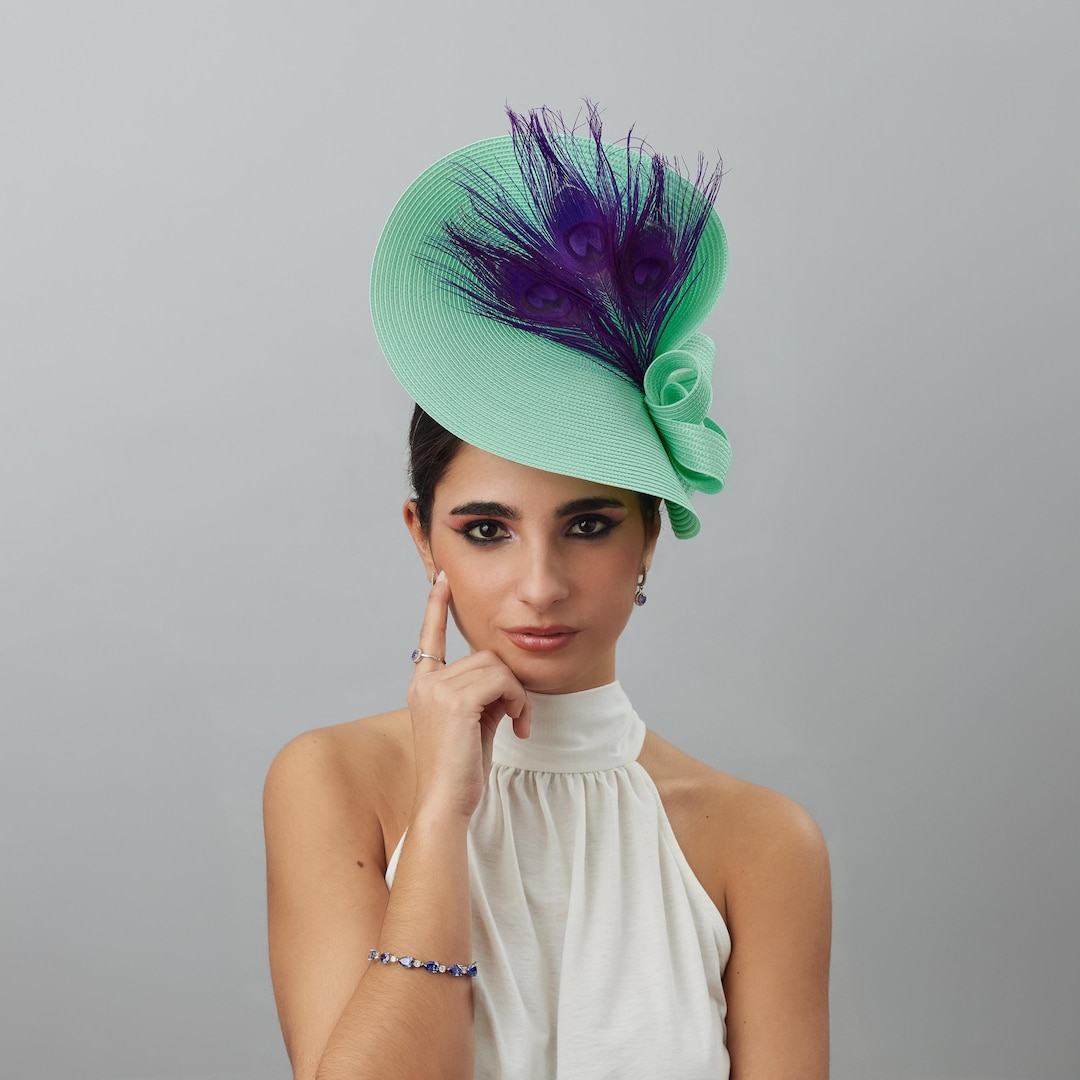 Purple Derby Hats for Women, Aquamarine Fascinator, Mint Green Ascot ...