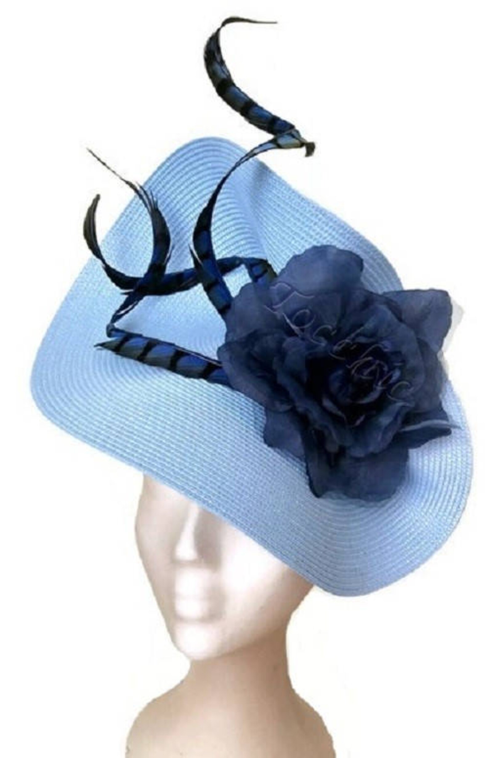 Pale Blue Fascinator Light Blue Hat Royal Blue Ascot Hat - Etsy