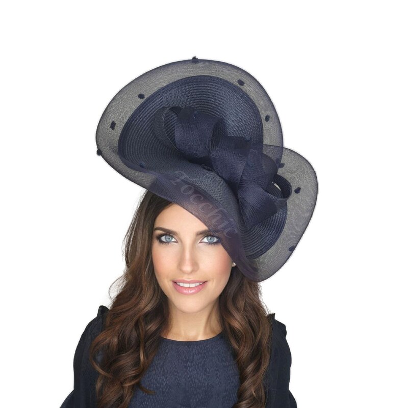 Dark Blue Royal Ascot Fascinator - Woman Navy Blue Kentucky Derby Hat ...