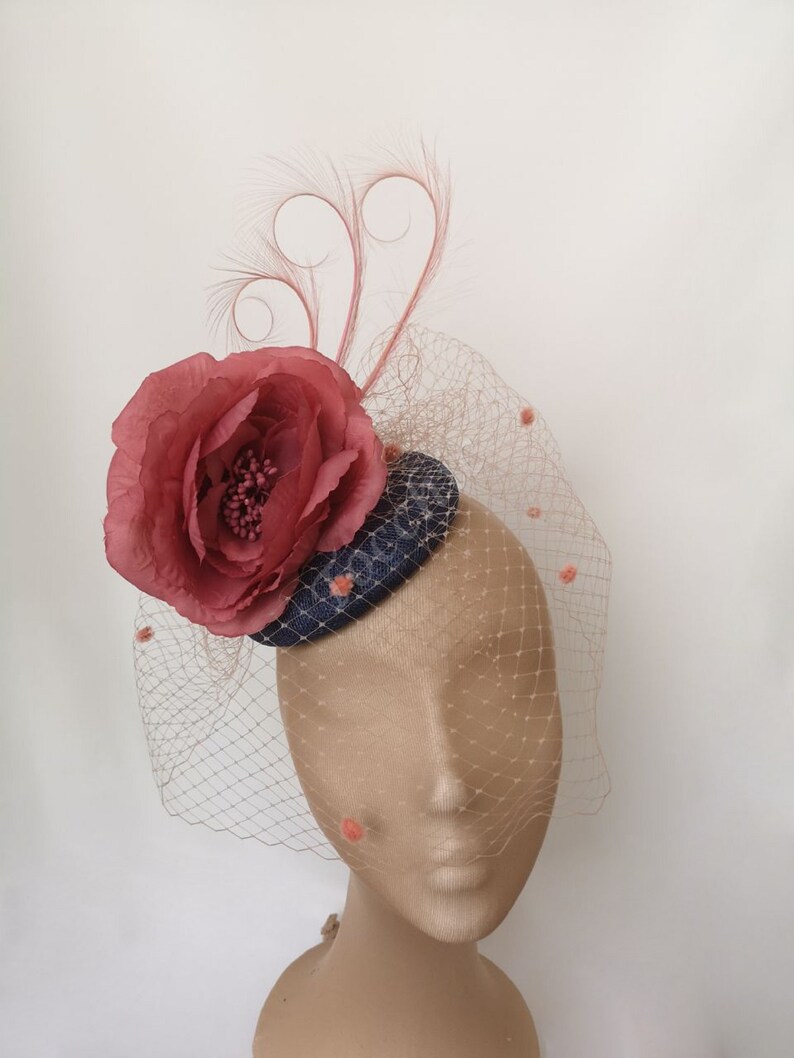 Veil Blue and Pink Fascinator Pink Wedding Hats With Veil - Etsy
