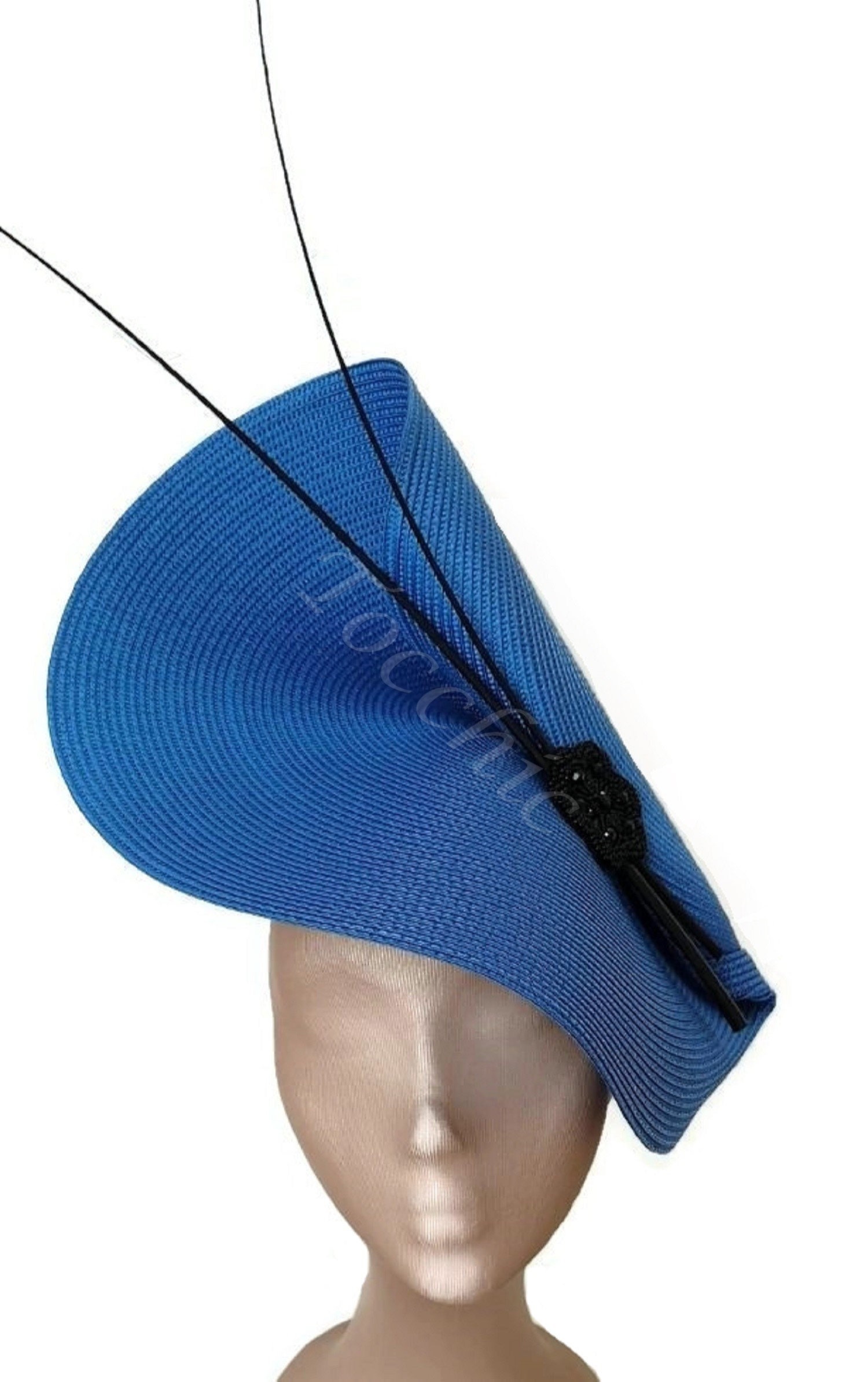 Elegant Royal Blue Hat With Black Feathers Blue Wedding Hat | Etsy