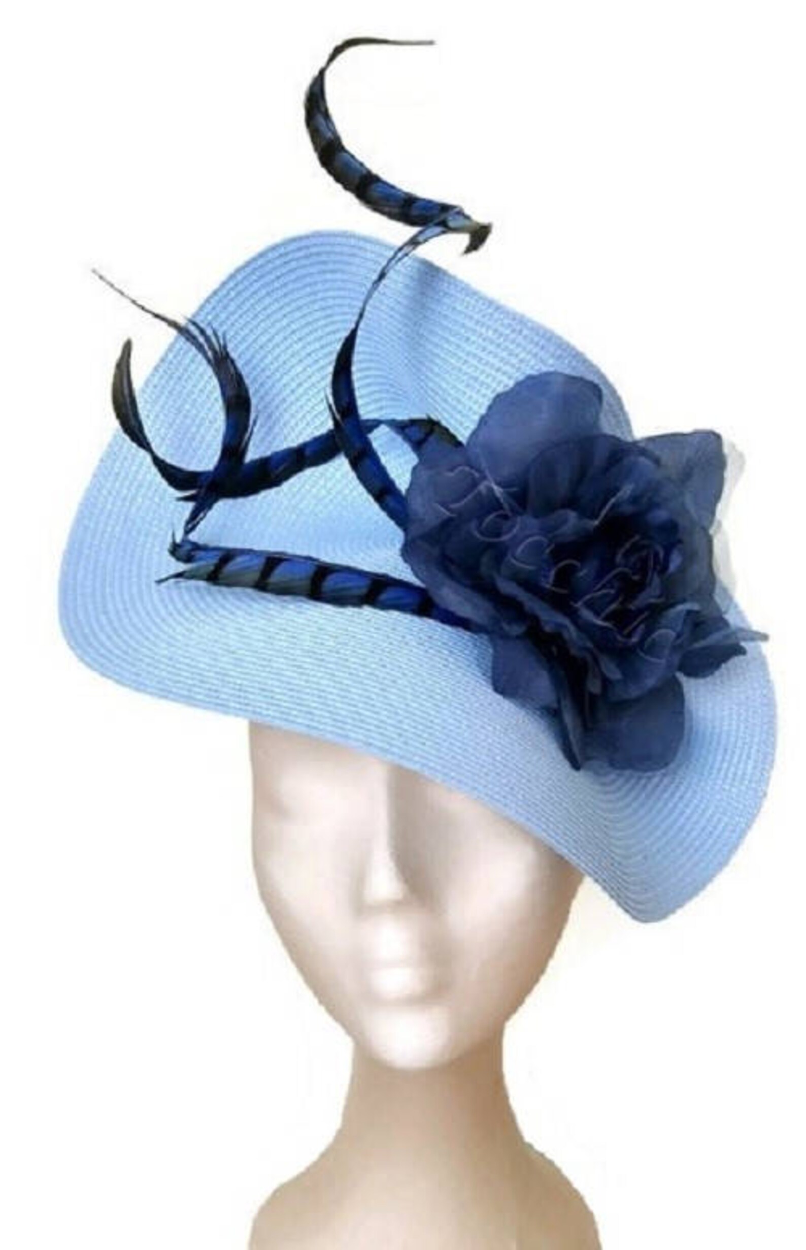 Pale Blue Fascinator Light Blue Hat Royal Blue Ascot Hat - Etsy
