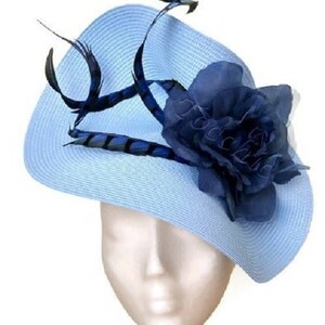Pale Blue Fascinator, Light Blue Hat, Royal Blue Ascot Hat, Electric ...