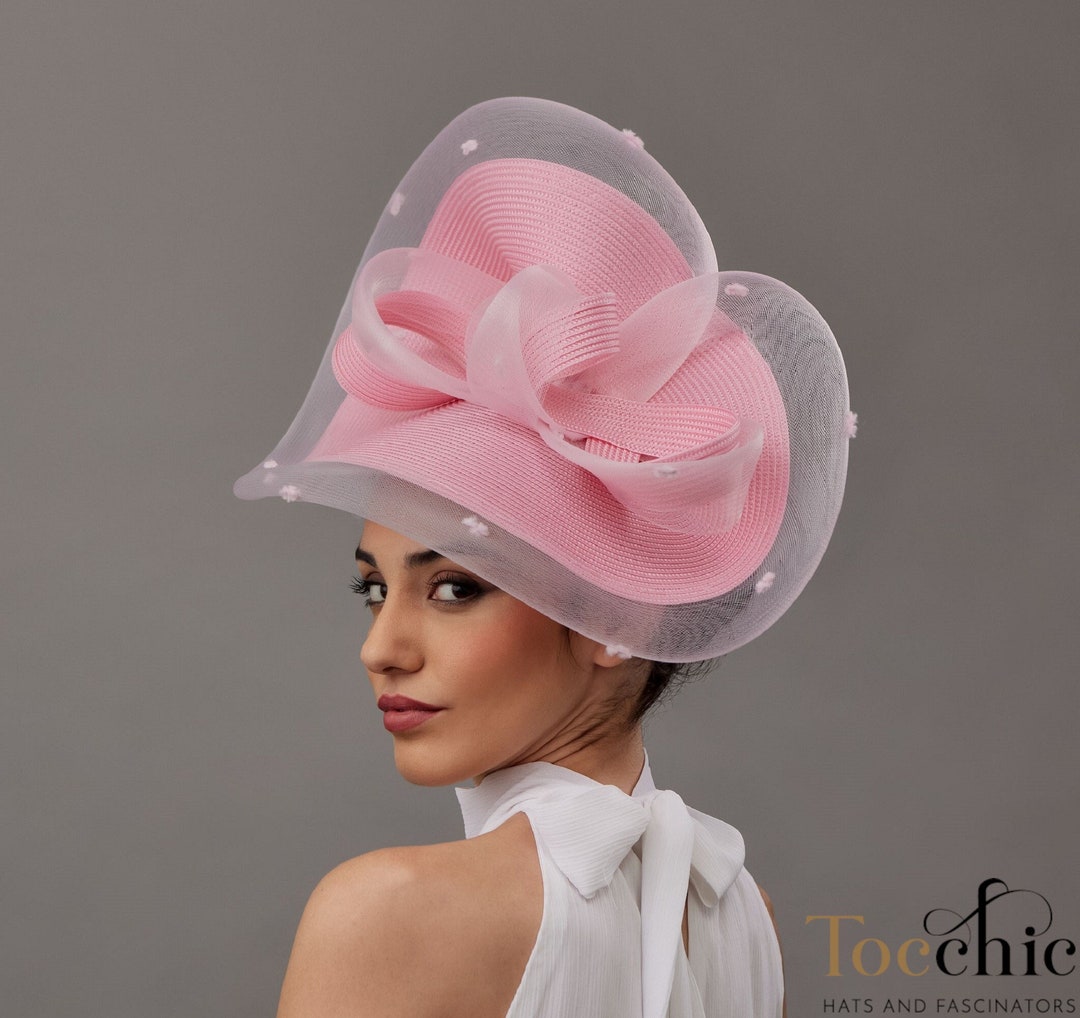 Light Pink Royal Ascot Fascinator, Woman Rose Kentucky Derby Hat, Pale ...