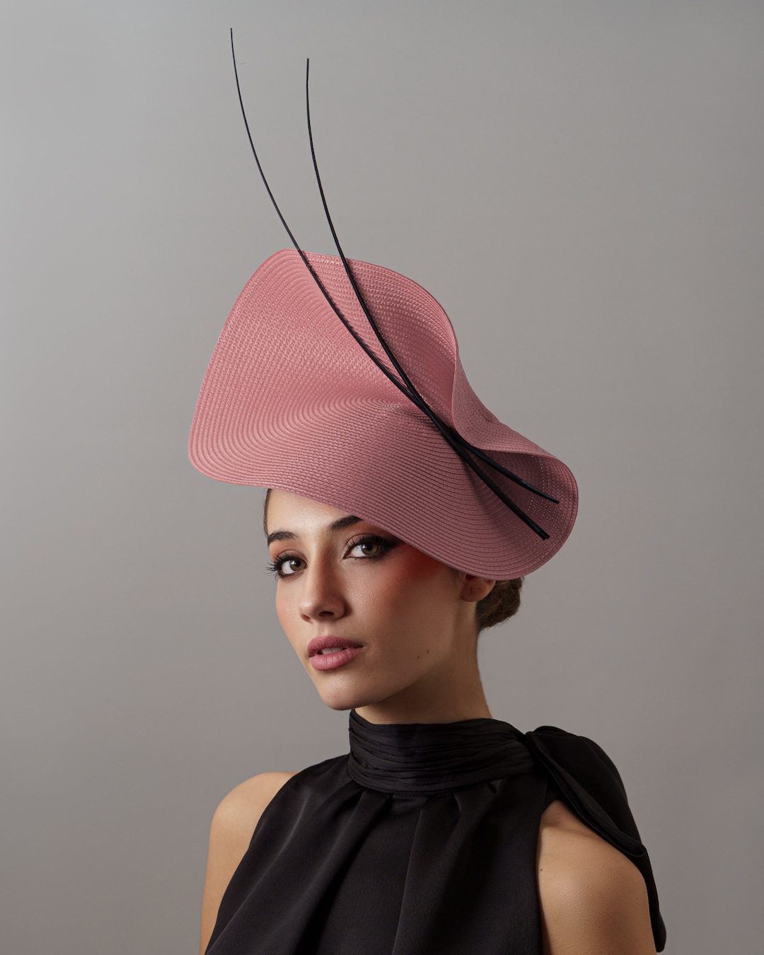 Elegant Nude and Black Fascinator, Pink Nude Wedding Hat, Blushroyal ...