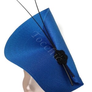 Elegant Royal Blue Hat With Black Feathers, Blue Wedding Hat, Electric ...