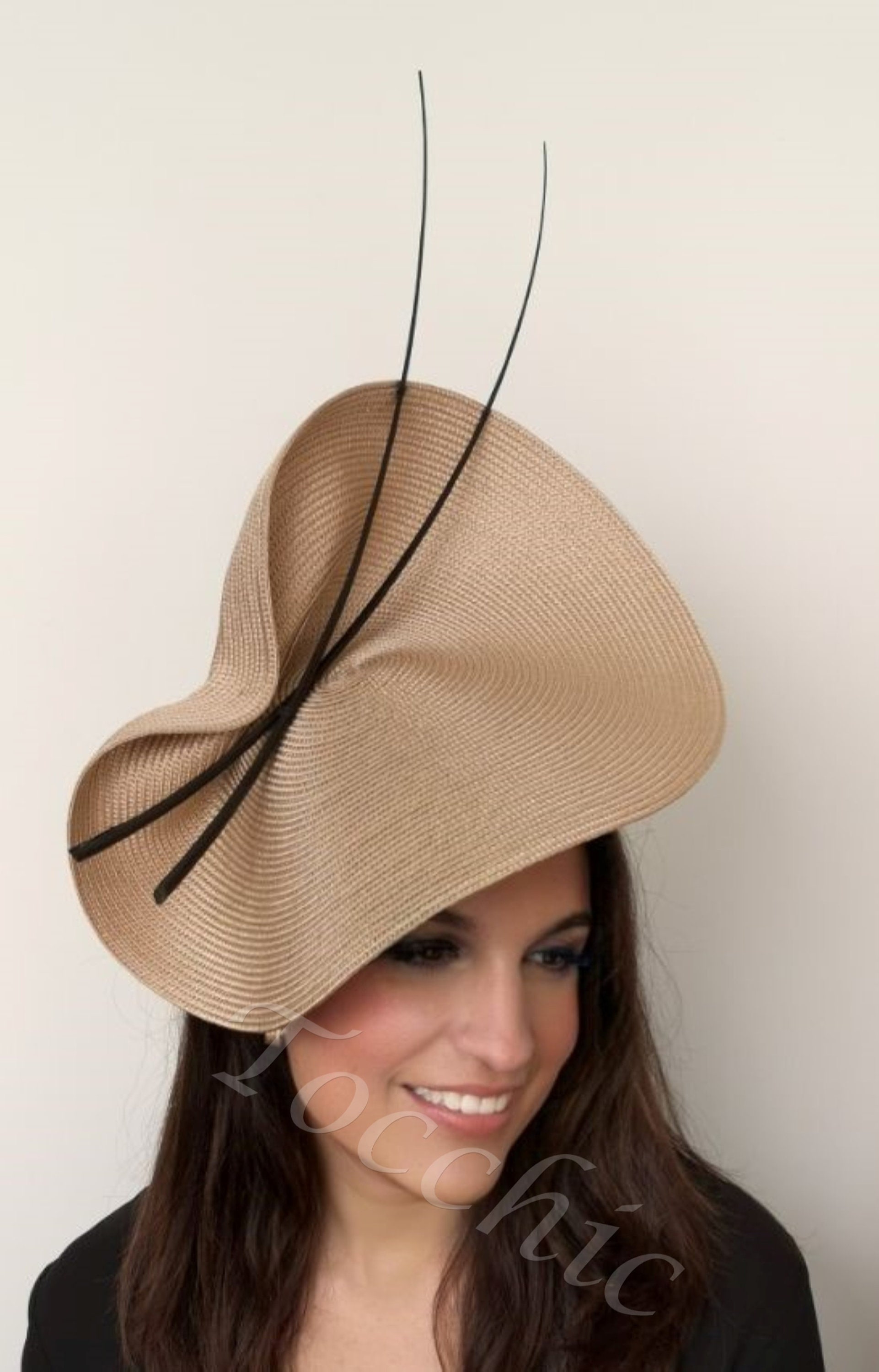 Beige and Black Fascinator for Royal Ascot Races Women | Etsy