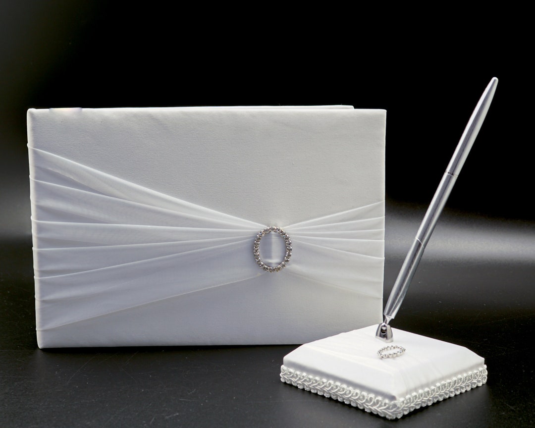 White Wedding Guest Book and Reception Pen Set Wedding Ceremony ...
