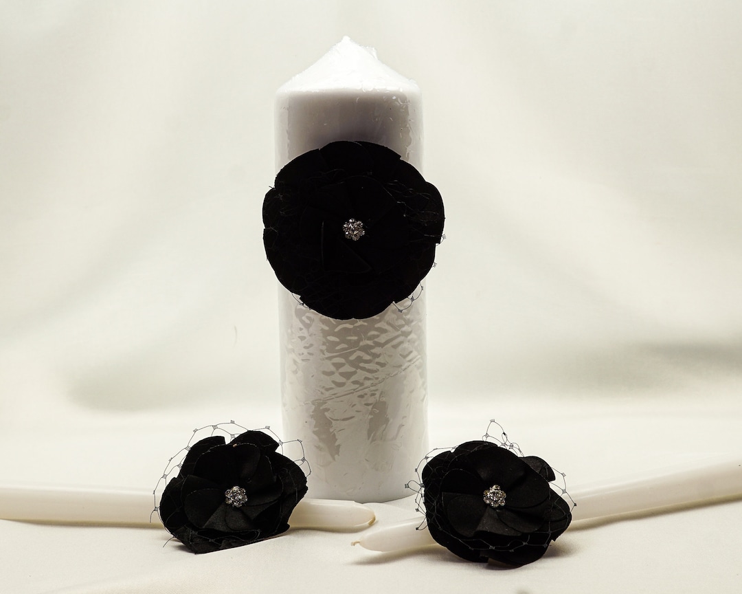 Ivory and Black Unity Candle Set, Wedding Candles, Ceremony Candles ...