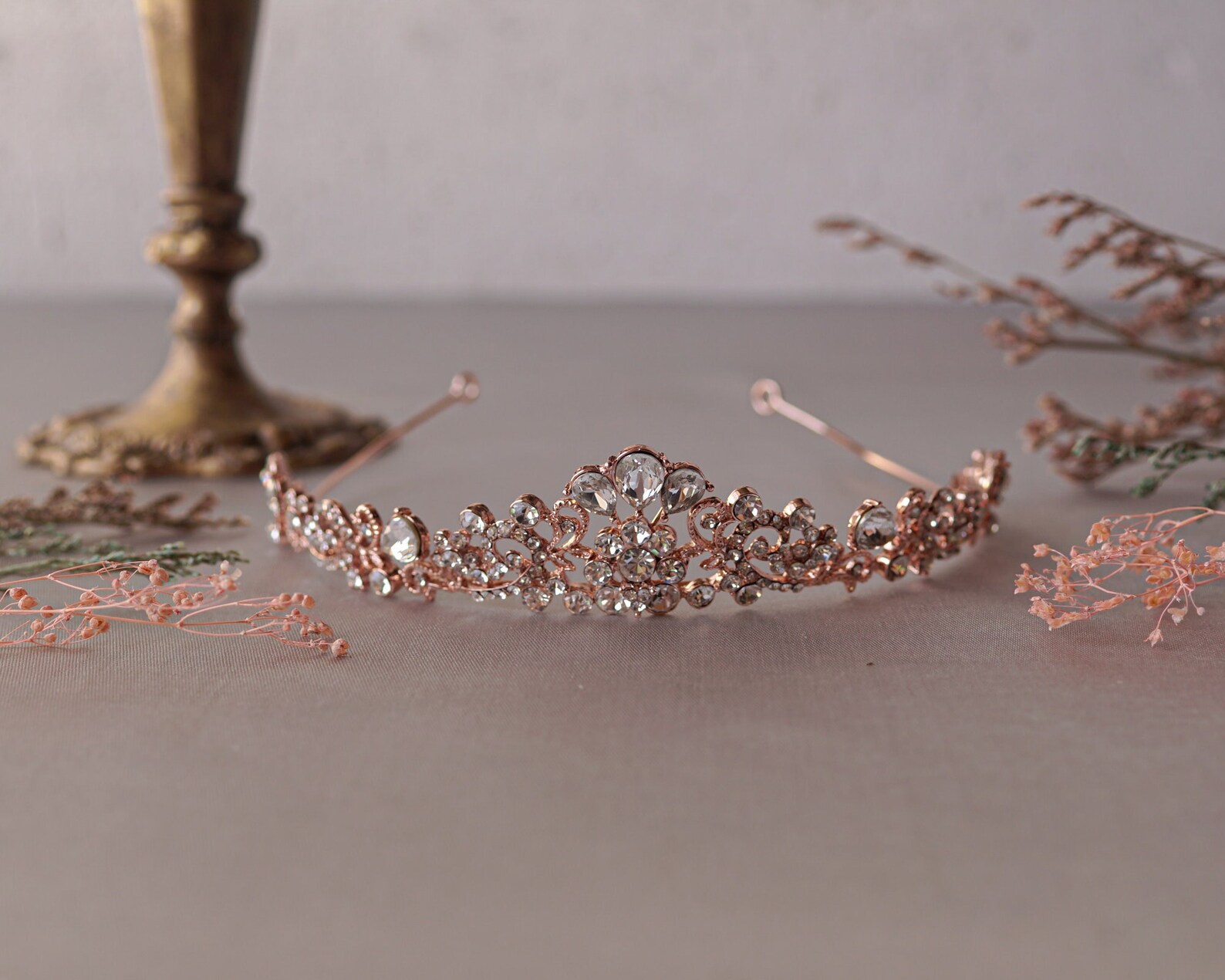 Rose Gold Floral Tiara Headpiece, Flower Girl Accessory, Wedding ...