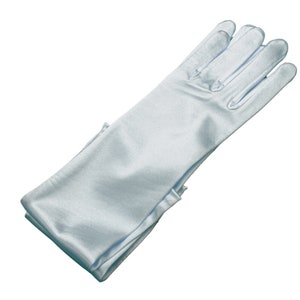 Light Blue Satin Elbow Length Adult Evening Formal Gloves, Classic ...